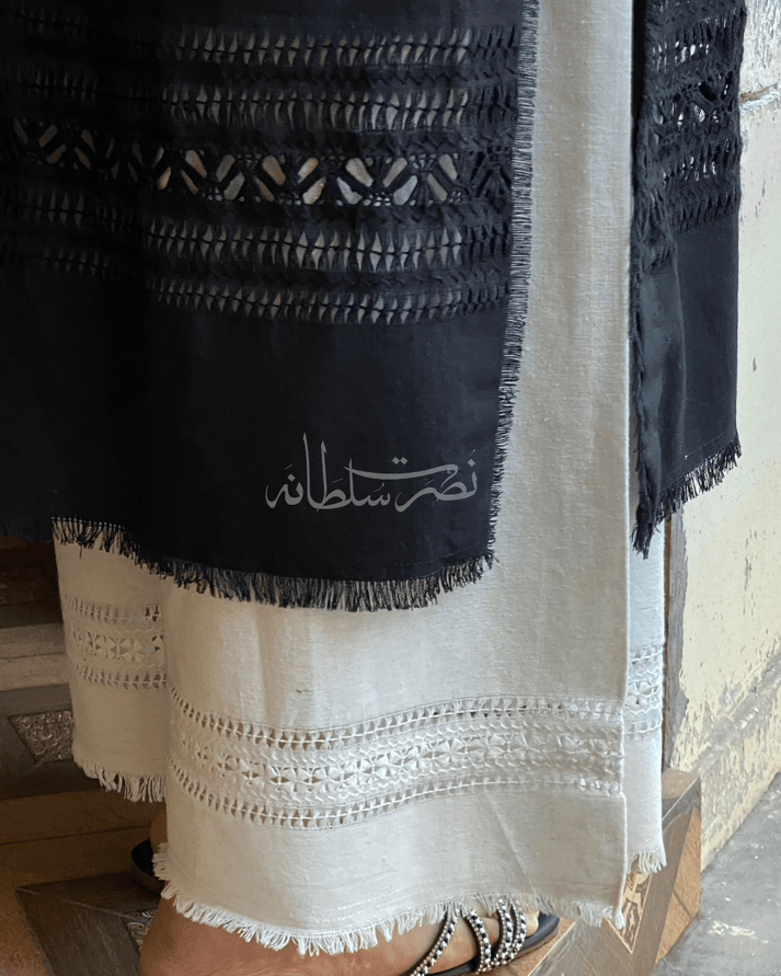 Classic Black Handcrafted Tarkashi Work - Irish Khaddar - Pret – Nusrat ...